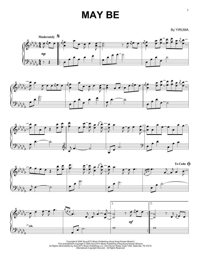 Yiruma May Be Piano Sheet Music - Music Notes for Piano