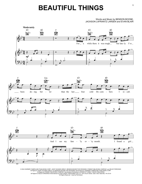 Download Benson Boone Beautiful Things Sheet Music PDF for Piano