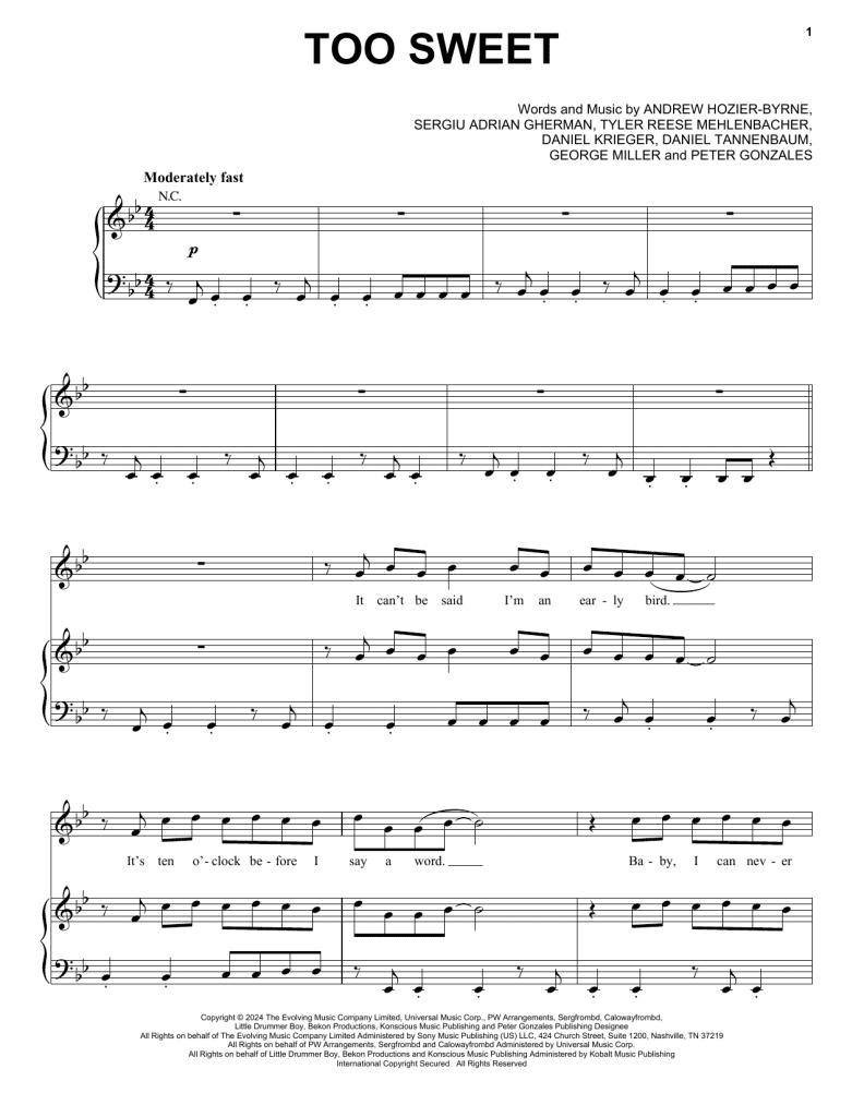 Hozier Too Sweet Sheet Music: Digital Piano Chords, Solo Arrangements and Tips