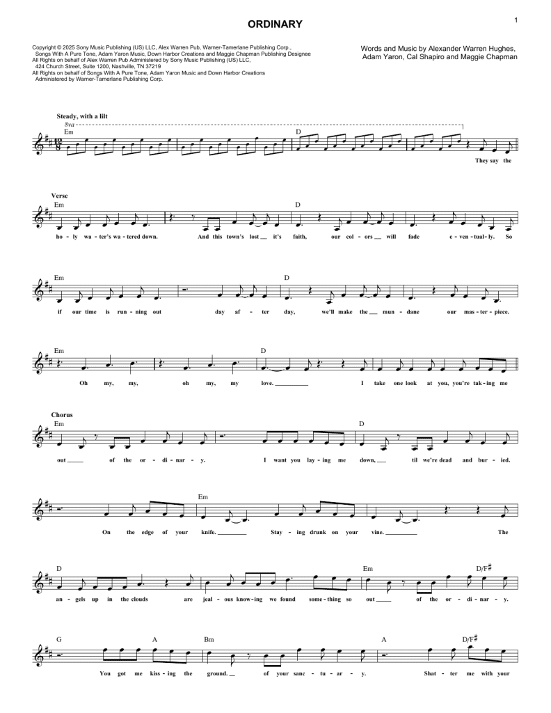 Alex Warren Ordinary Piano Sheet Music (Easy & Pro)